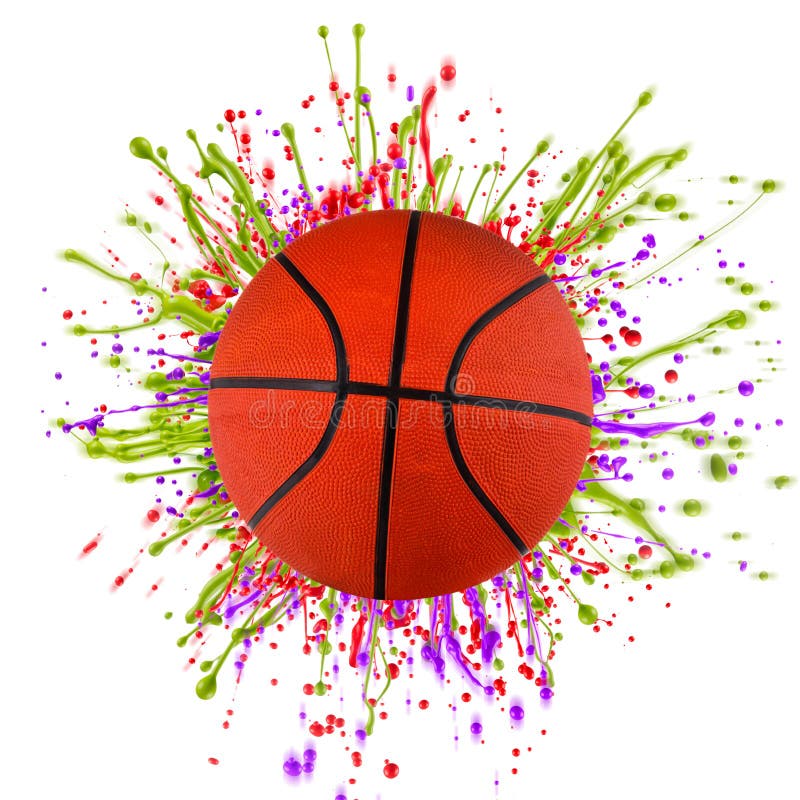Colorful Splashing with Basketball Stock Image - Image of basket ...