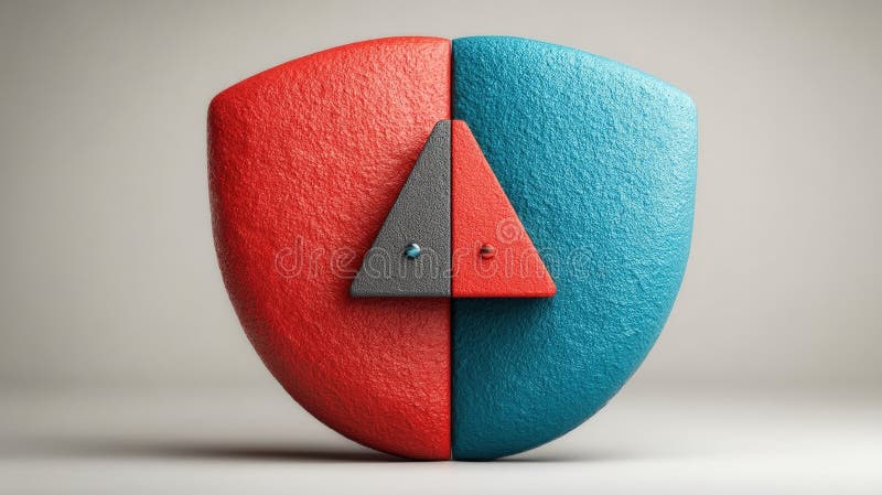 Colorful Split Shield with Triangular Emblem Reflecting Balance and ...