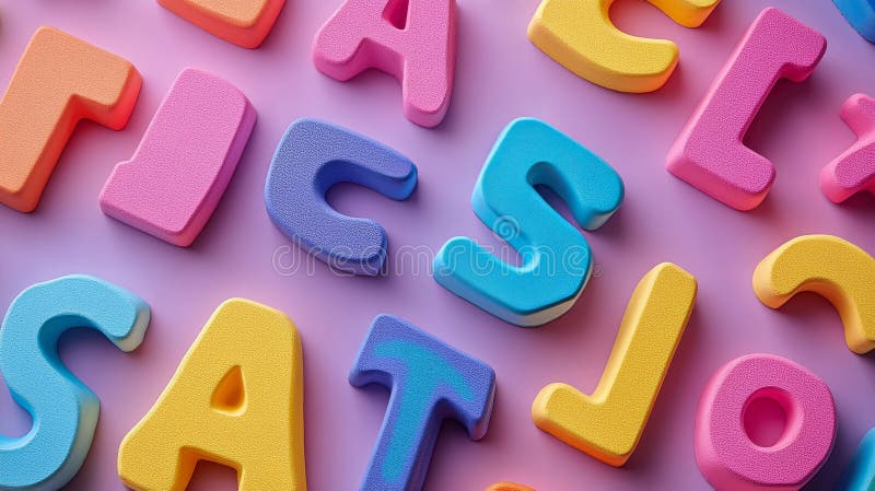 Colorful Sponge Letters Arranged on a Pink Background for Creative ...