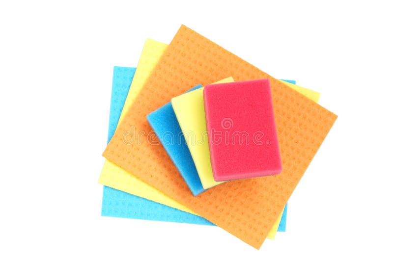 Colorful Sponges and Cloths for Cleaning. Stock Image - Image of human ...