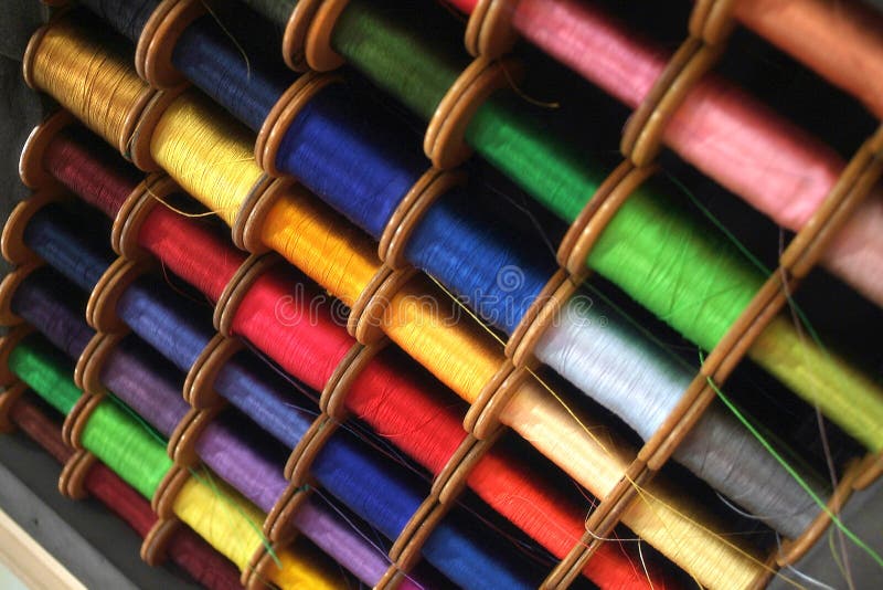 Colorful Spools of Cotton Sewing Thread Stock Photo - Image of cotton ...
