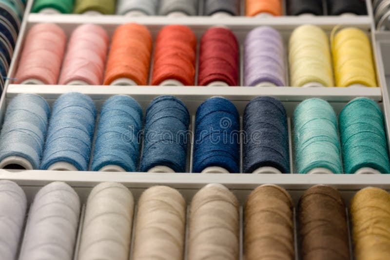 Colorful spools of thread stock image. Image of supplies - 7578601