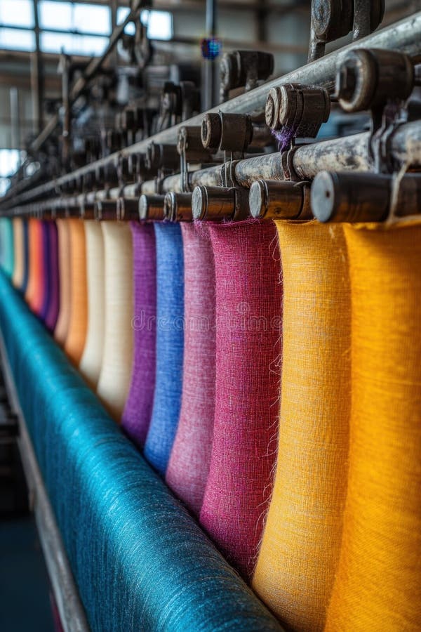 Colorful Spools of Thread Aligned in a Textile Workshop during Daylight ...