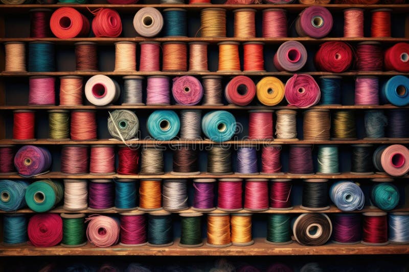 Colorful Spools of Thread Arranged Neatly Stock Photo - Image of sewing ...