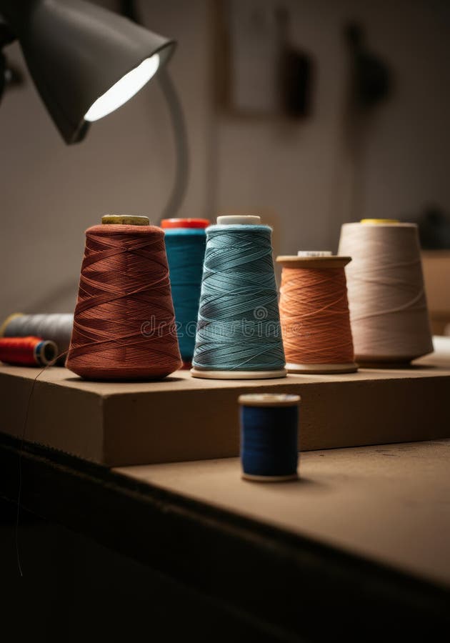 Colorful Spools of Thread Arranged on a Table, Ideal for Sewing ...