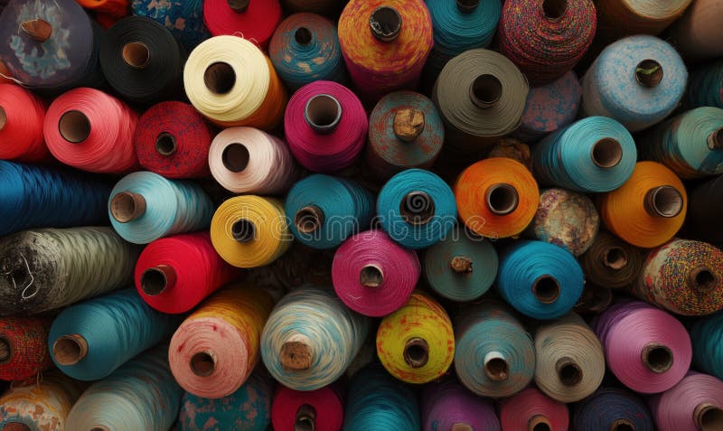 Colorful Spools of Thread Arranged in Various Shades and Textures ...