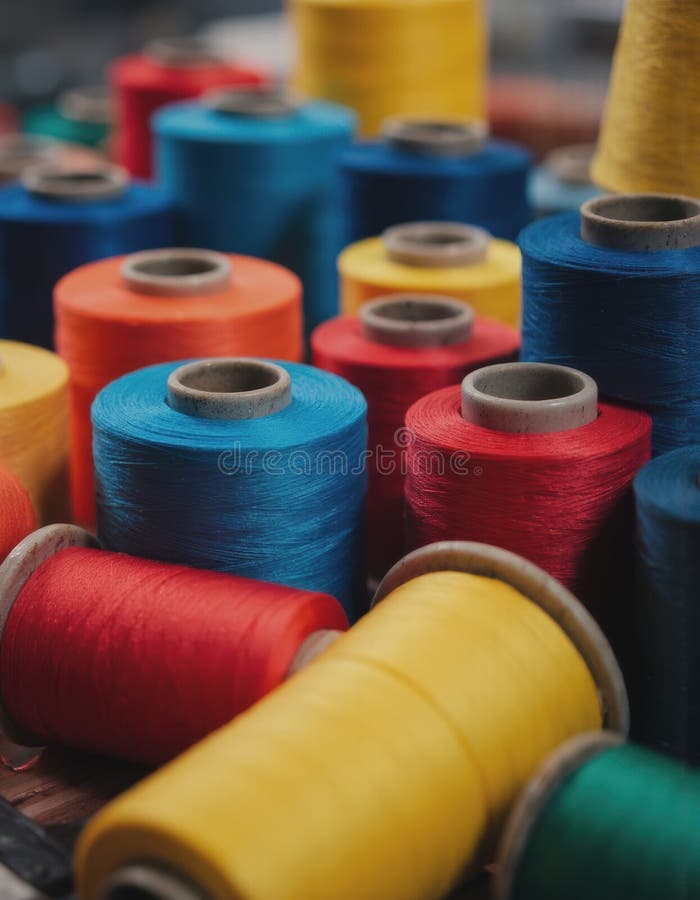Colorful Spools of Thread Arranged in a Vibrant Display for Sewing ...