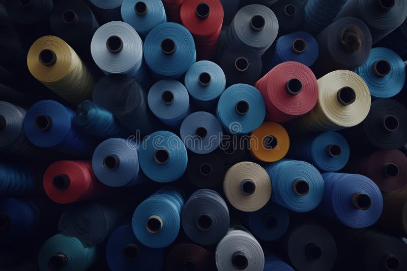 Colorful Spools of Thread in Close-Up View for Textile Industry and ...