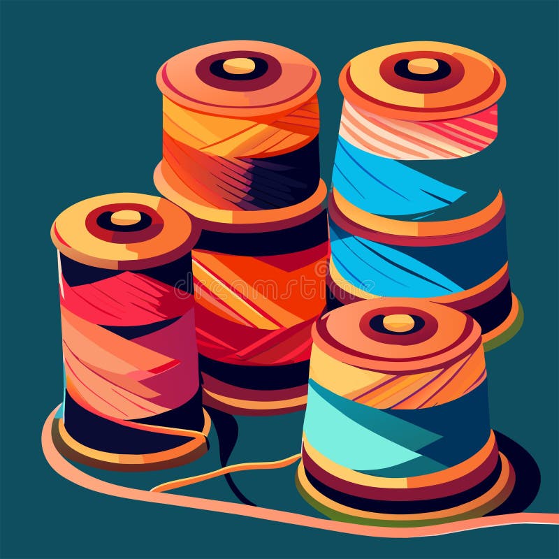 Colorful Spools of Thread. Vector Illustration in Cartoon Style Stock ...