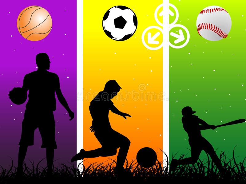 Color Sport Background. Football, Soccer, Basketball, Hockey, Box ...