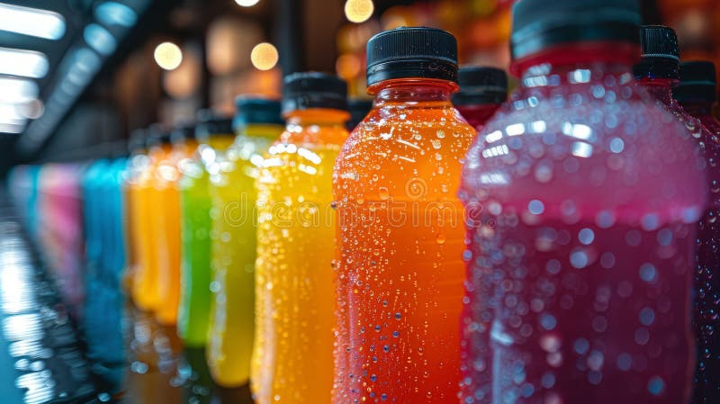 Colorful Sports Drinks on a Shelf Stock Image - Image of refreshment ...
