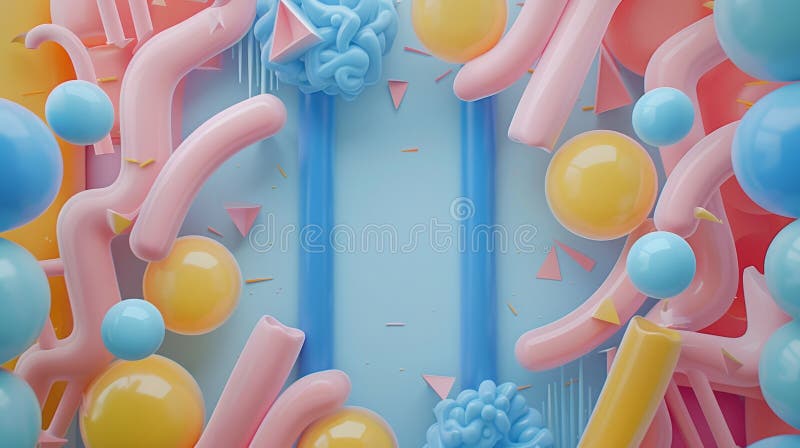 Colorful SportsThemed Frame Border on Pastel Background with Playful 3D ...