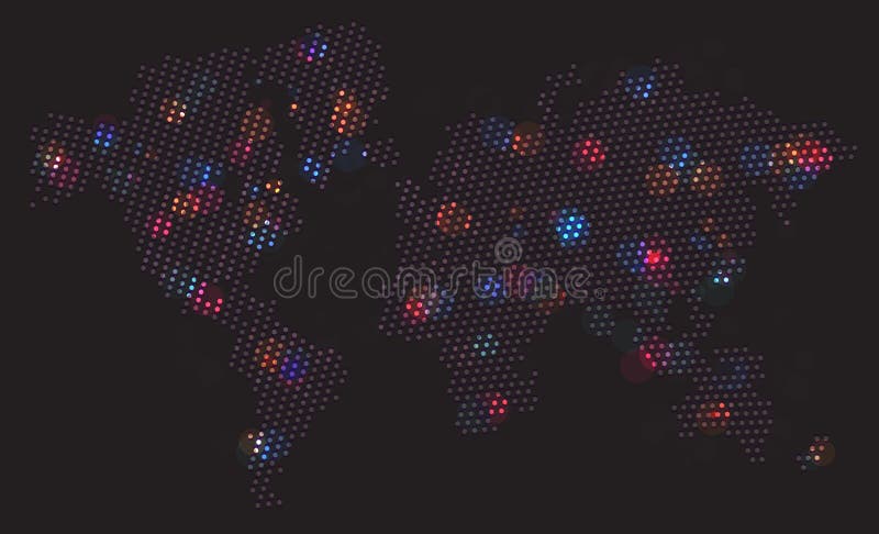 Colorful Spot Circles Atlas World Map Background Stock Vector ...