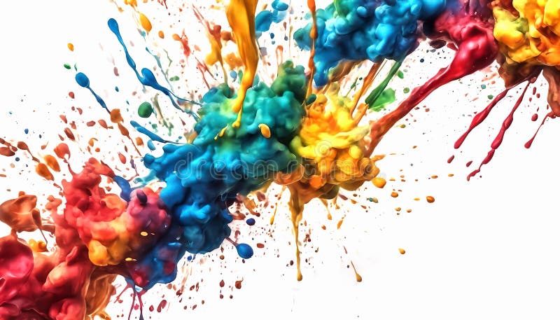 Colorful Spots of Paint. Acrylic Splashes on a White Background ...