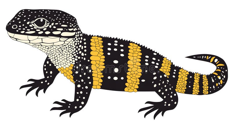 Colorful Spotted Lizard with Yellow Stripes Stock Illustration ...