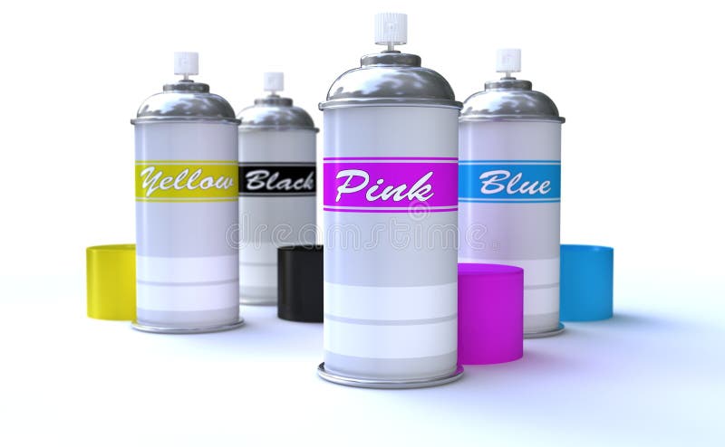 Colorful Spray Cans stock illustration. Illustration of cmyk - 8994650