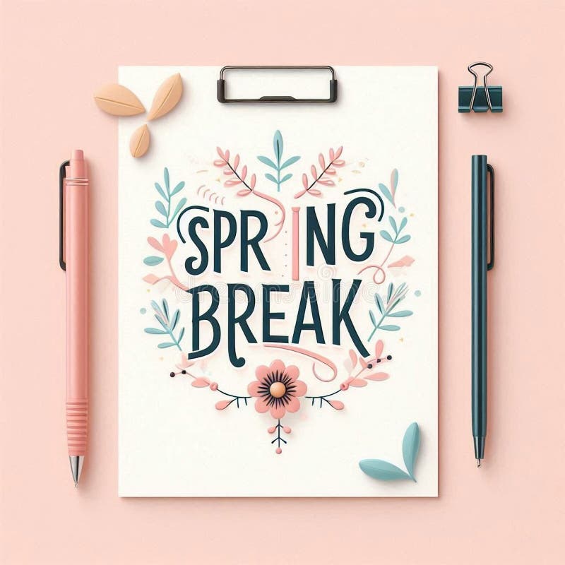 Relaxing Spring Break Text and Beach Illustration Stock Illustration ...