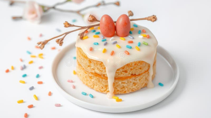 Colorful Spring Cake with Candy Sprinkles and Decorative Elements on a ...