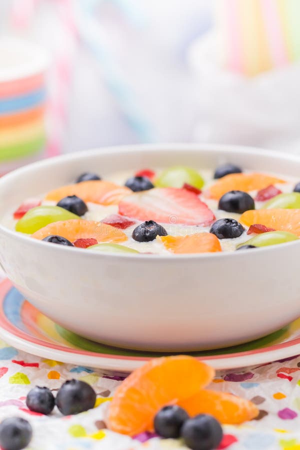 Colorful Spring Dessert Vanilla Pudding Fruit Stock Image - Image of ...