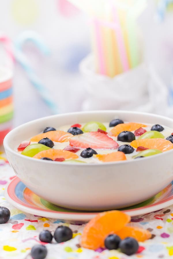 Colorful Spring Dessert Vanilla Pudding Fruit Stock Image - Image of ...