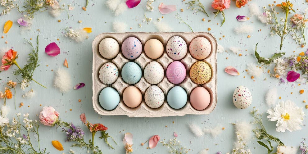 Colorful Spring Easter Eggs with Pastel and Speckled Patterns in ...