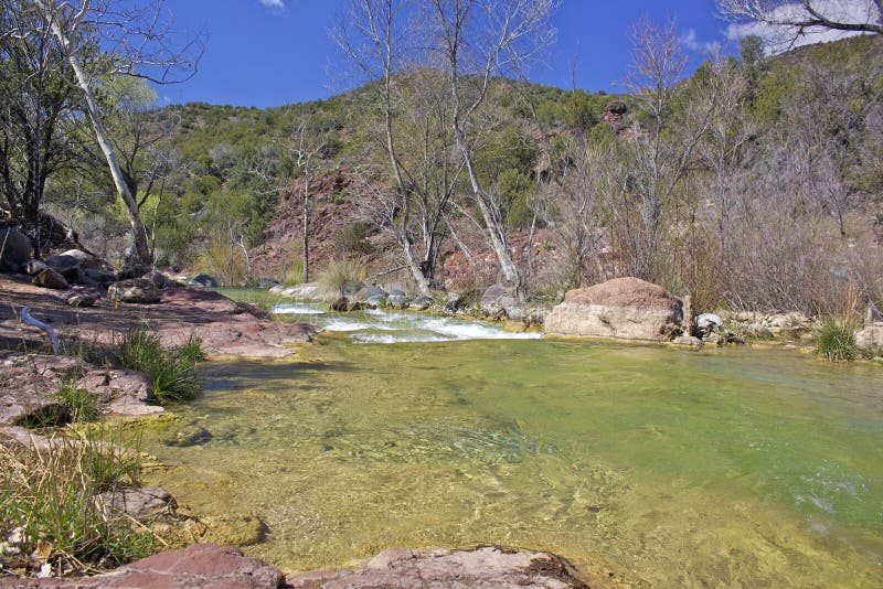 Colorful Spring-fed Flowing Creek Stock Image - Image of rock, clear ...