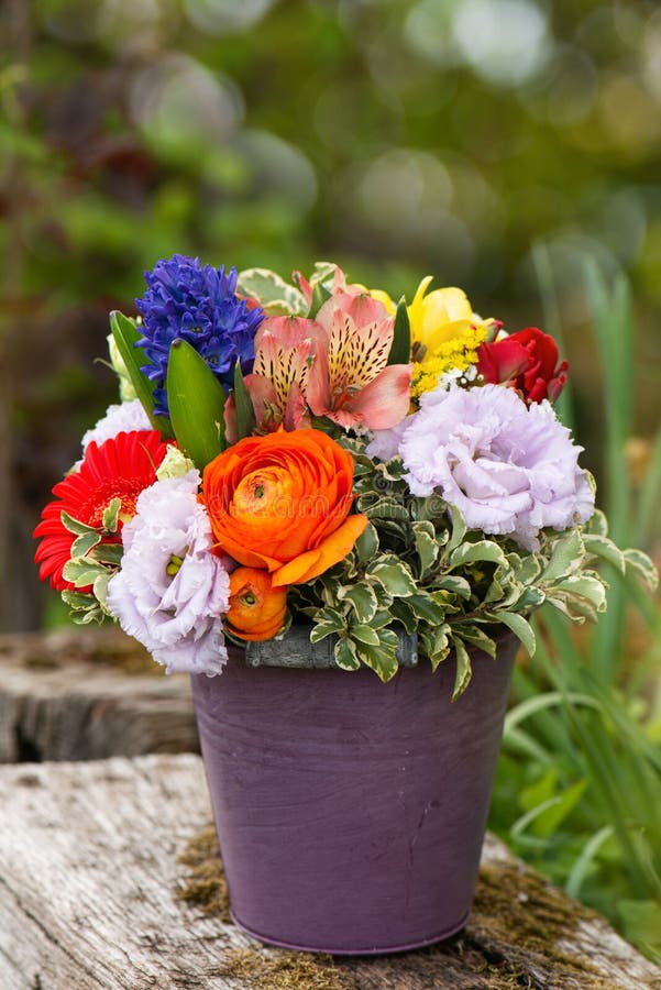 Colorful Spring Flower Bouquet Stock Image - Image of beautiful, space ...