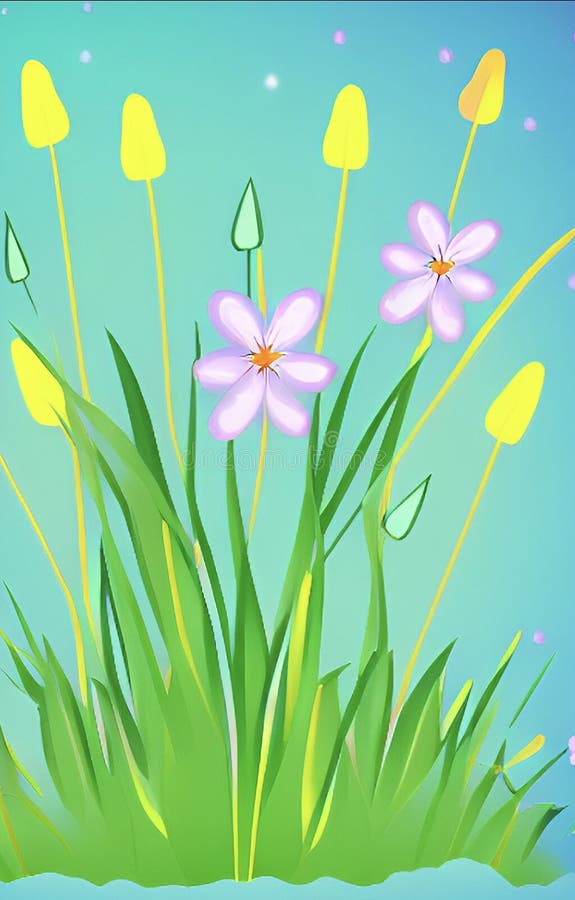 Colorful Spring Flowers in Nature Stock Illustration - Illustration of ...
