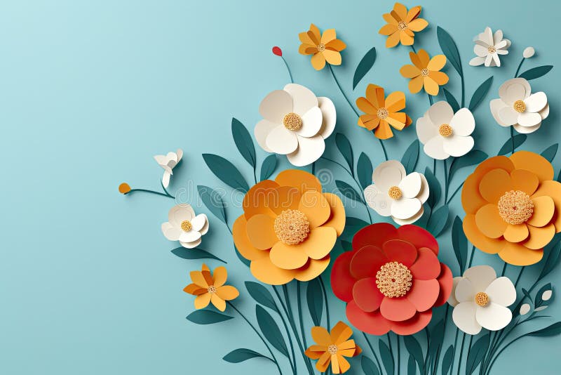 Colorful Spring Flowers Paper Art AI Generated Stock Illustration ...