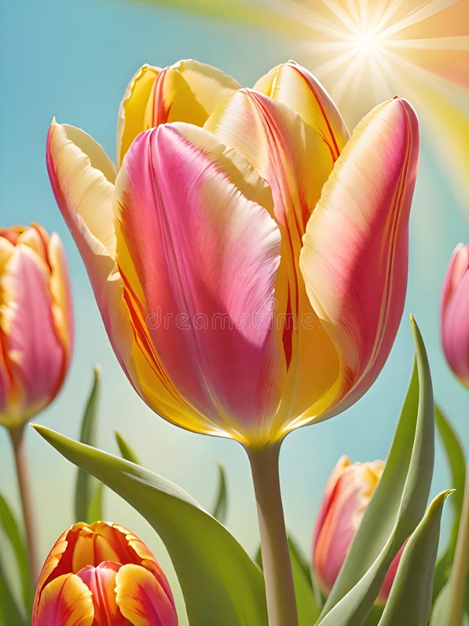 Colorful Spring Flowers Tulips Stock Illustration - Illustration of ...