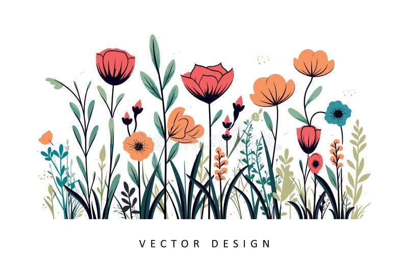 Colorful Spring Flowers Vector Design AI Generated Stock Illustration ...