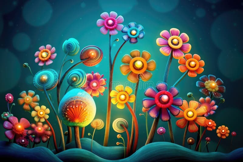Colorful Spring Flowers Whimsical Wall Mockup, Generative AI Stock ...