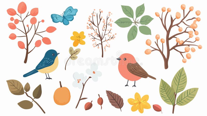 Colorful Spring Objects Collection in Vector Illustration Stock Vector ...