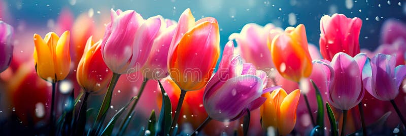 Colorful Spring Tulips Breaking through the Snow. Generative AI Stock ...