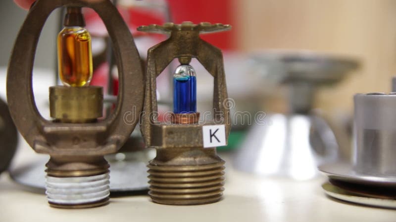 Fire Sprinkler Heads with Fusible Links and Frangible Bulbs Stock ...