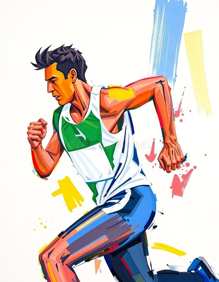Colorful Sprinter in Motion Stock Illustration - Illustration of ...