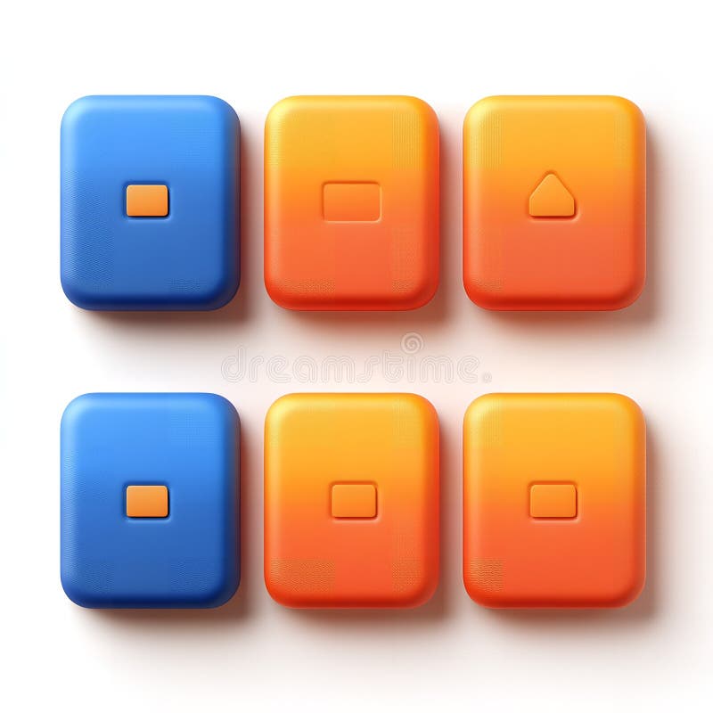 Colorful Square Buttons with Symbols Stock Illustration - Illustration ...