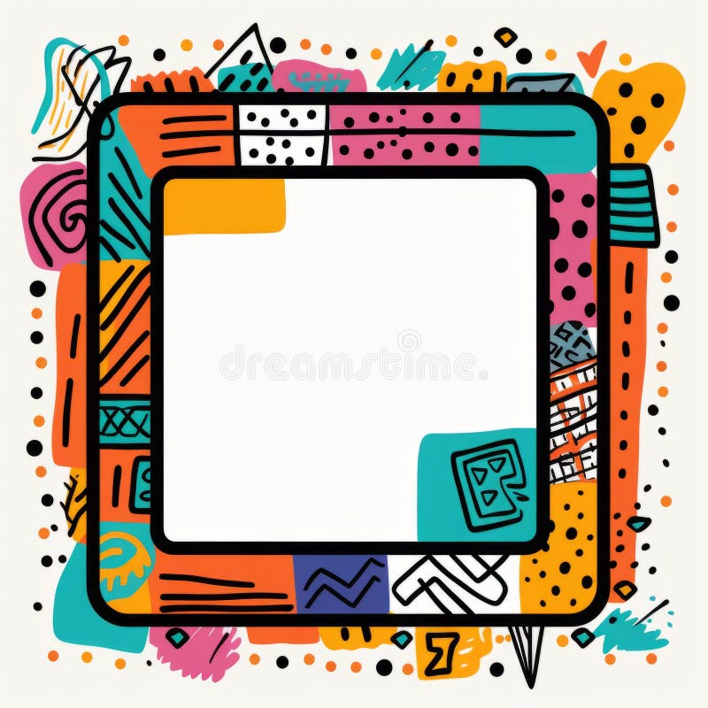 A Colorful Square Frame with an Abstract Design on it Stock ...