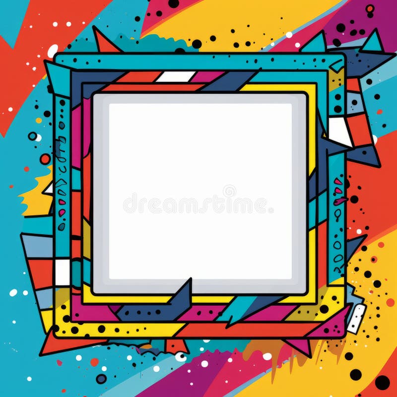 A Square Frame with Colorful Cartoon Characters on it Stock ...