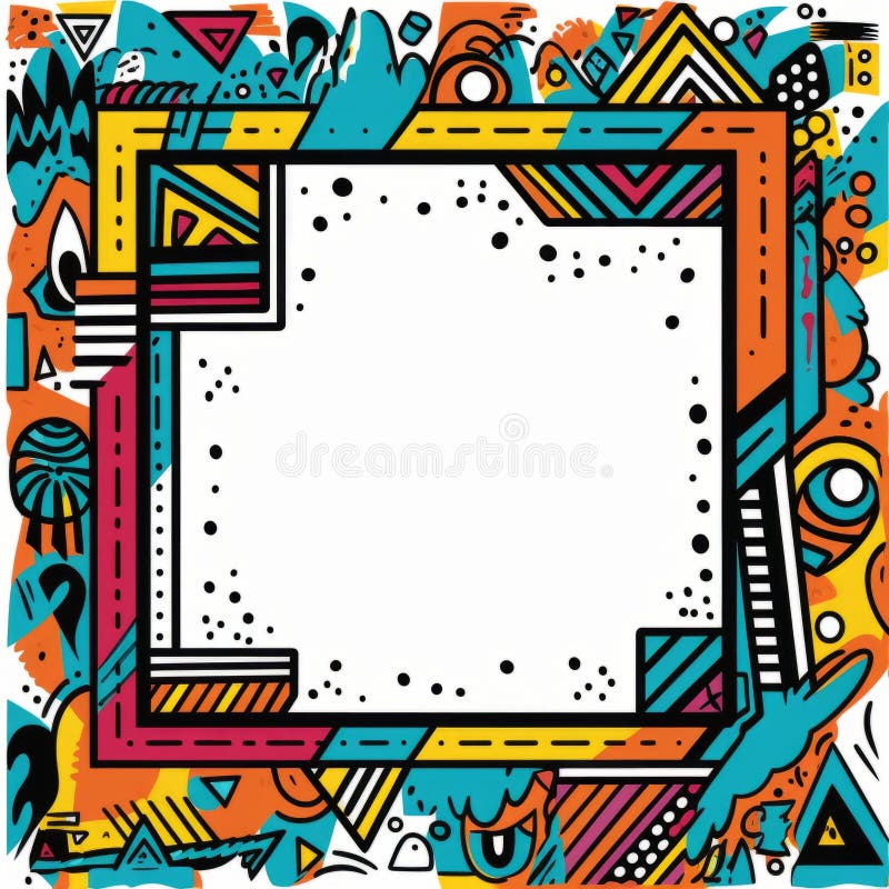 Colorful Square Frame with Doodles on it Stock Illustration ...