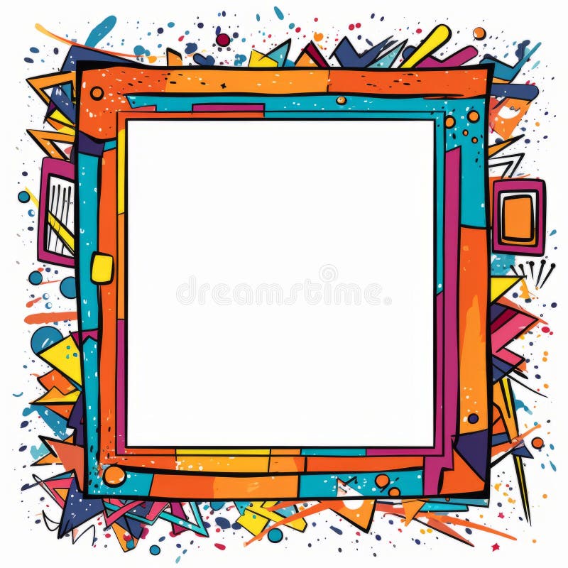 Colorful Square Frame with Graffiti Art on it Stock Illustration ...
