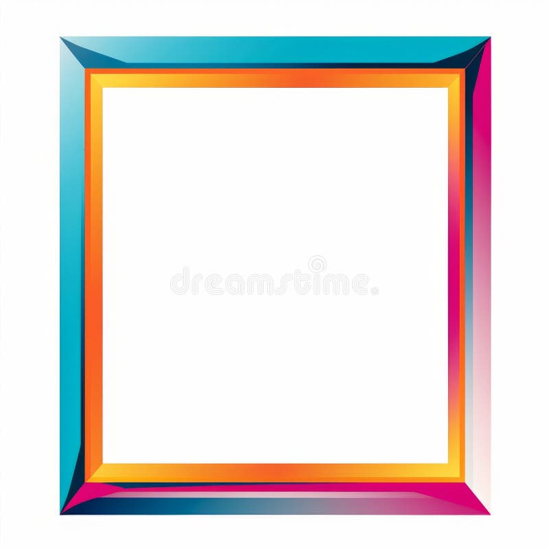 A Colorful Square Frame with an Orange and Blue Border Stock ...
