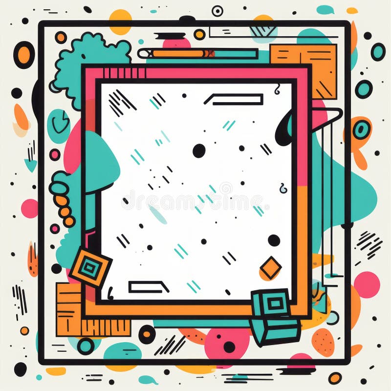 Colorful Square Frame on a White Background with Various Shapes and ...