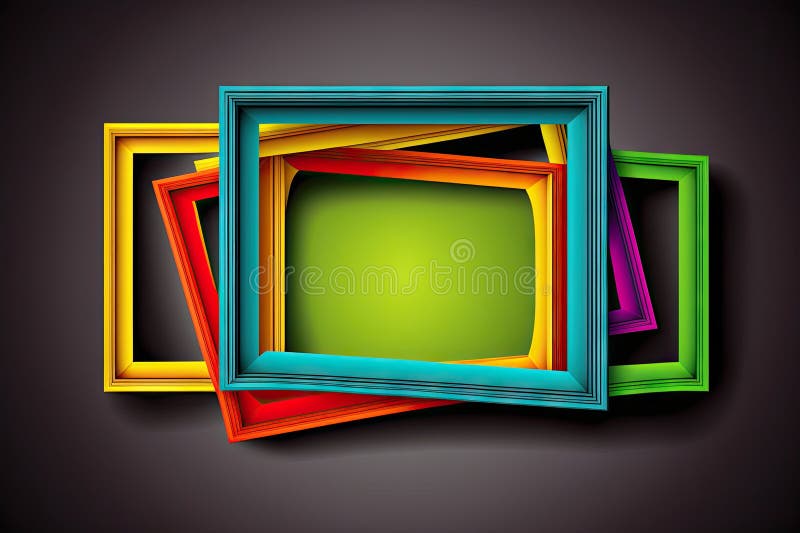 Colorful Square Frames on Black Background Stock Illustration ...