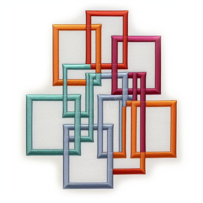 Colorful Square Frames Embroidery Design on White Background Stock ...