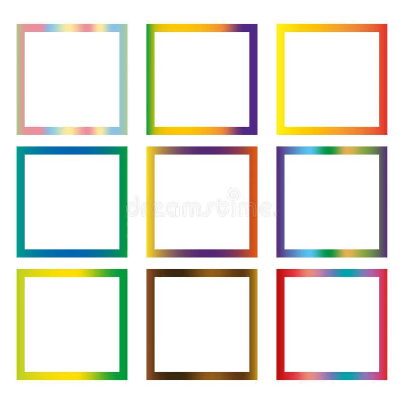 Colorful Square Frames. Geometric Border Set. Vibrant Graphic Shapes. Vector Rectangle ...