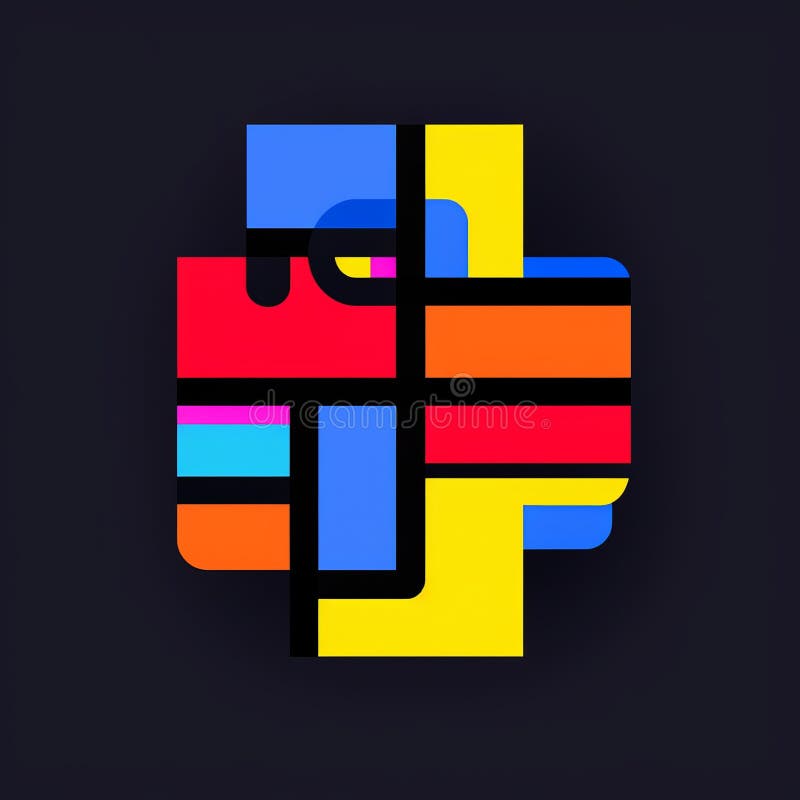 Colorful Square Icon with Layered and Complex Compositions Stock ...