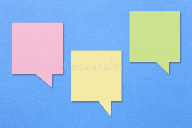 Colorful Square Note Paper on Blue Paper Background Stock Image - Image ...