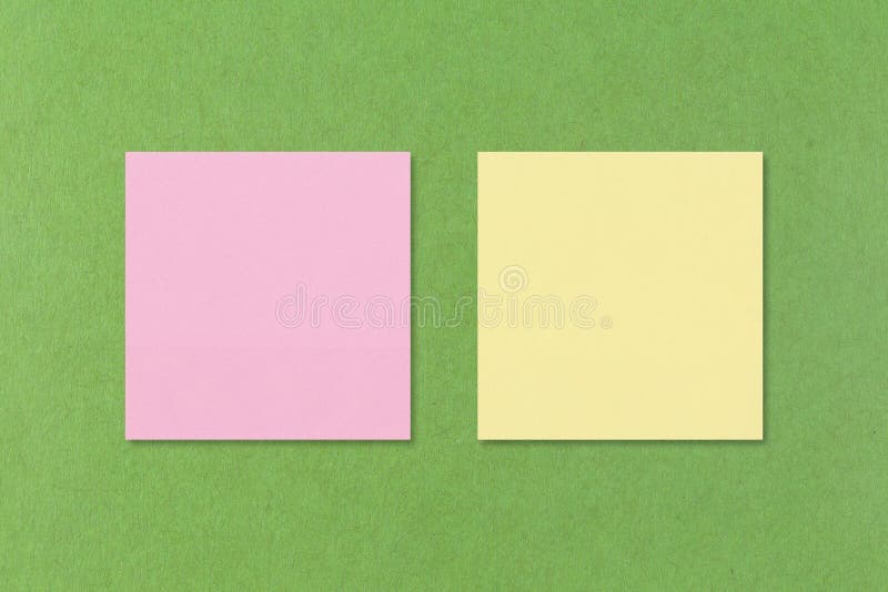 Colorful Square Note Paper on Green Paper Background Stock Photo ...