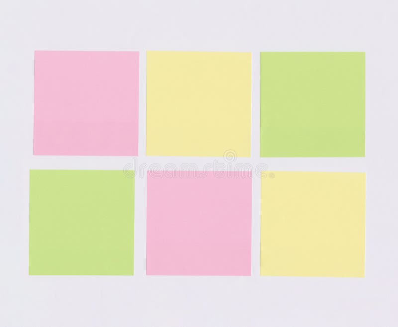 Colorful Square Note Paper on Blue Paper Background Stock Image - Image ...